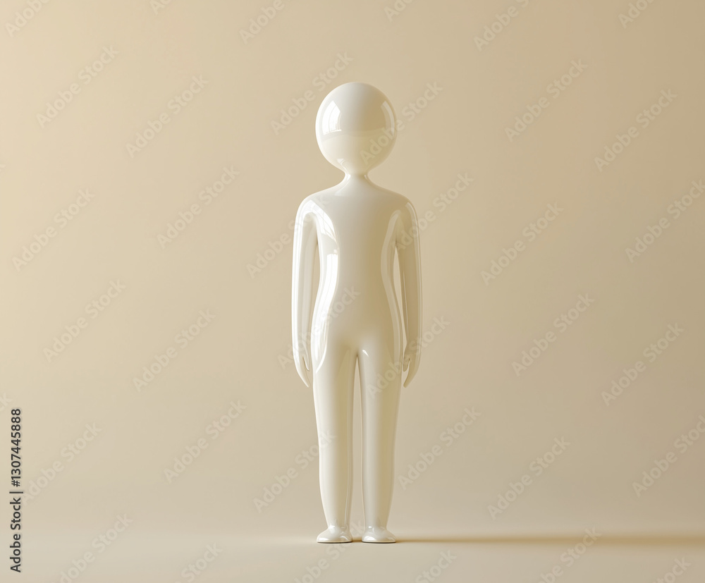 Stylized 3D Human Figure with a Glossy Reflective Surface, Isolated ...