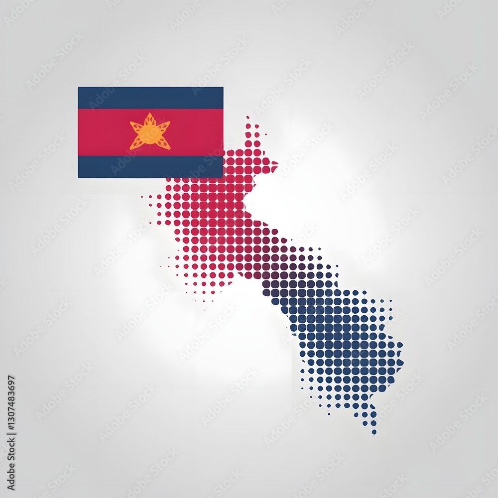 Cambodia political map with capital Phnom Penh, national borders ...