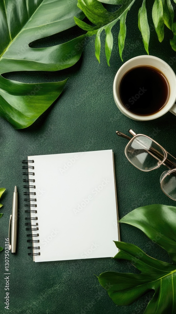 A blank checklist and coffee cup make an organized workspace ideal for ...