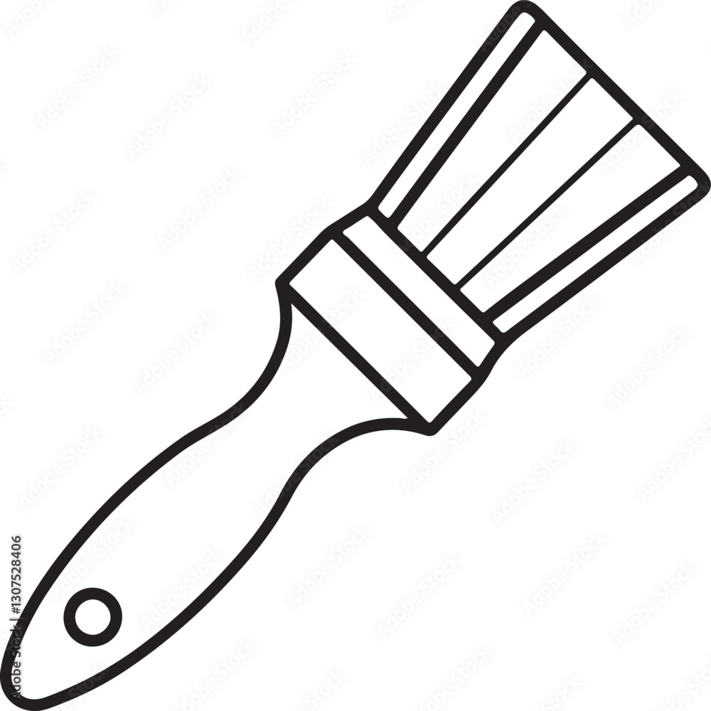 paintbrush line art, black outline, vector and illustration, coloring ...