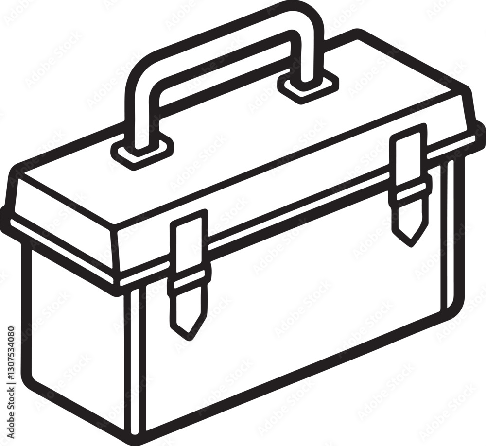 toolbox line art, black outline, vector and illustration, coloring book ...