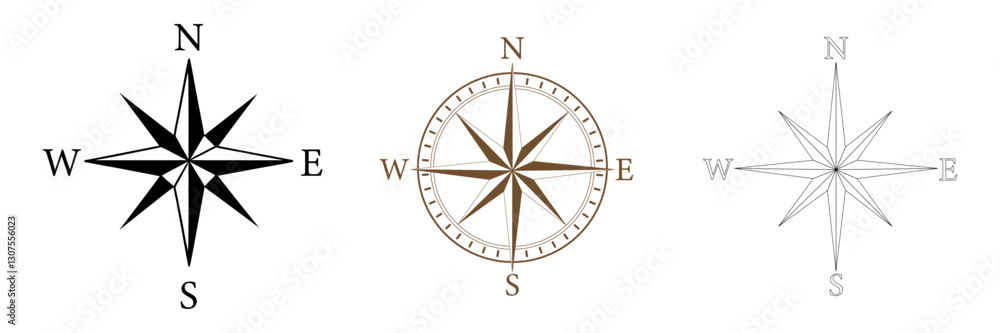 Compass icon. Compass rose sign. Star icon navigation. Northern Star ...