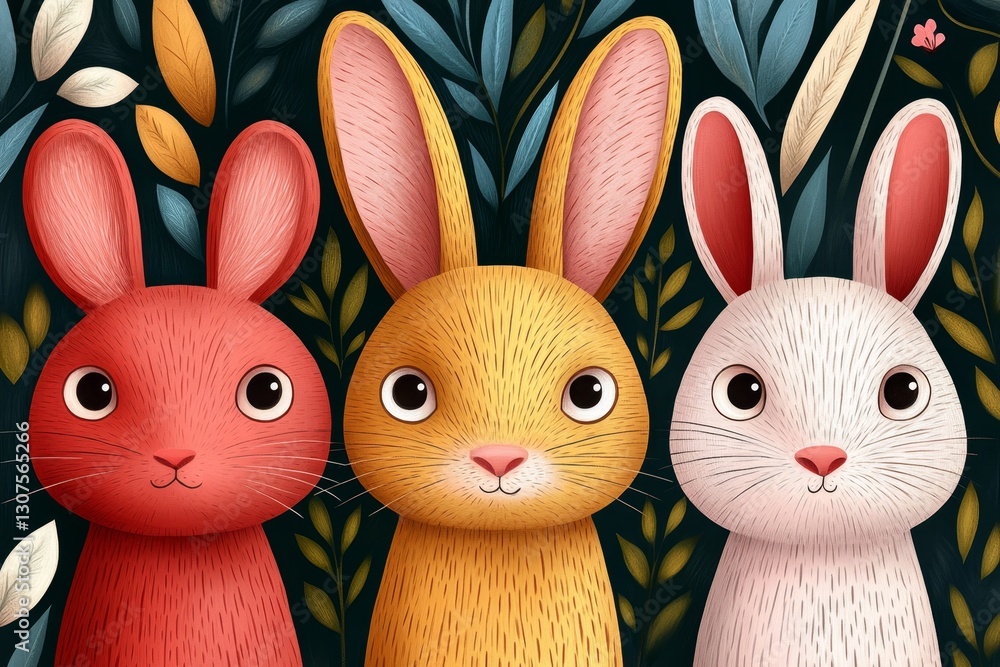 A 1950s-style illustrated nature poster featuring different species of ...