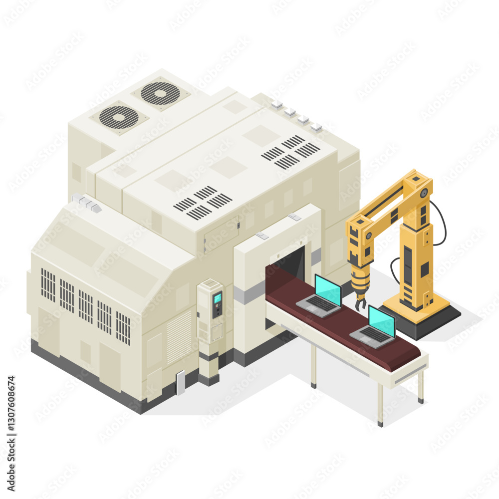 Vector Illustration Icon of Large Isometric Industrial Factory ...