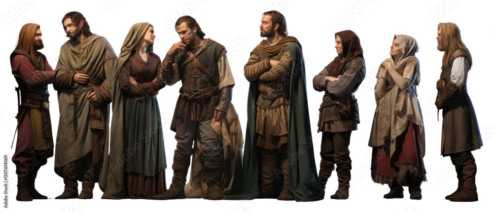 Villagers medieval photo group. Stock Illustration | Adobe Stock