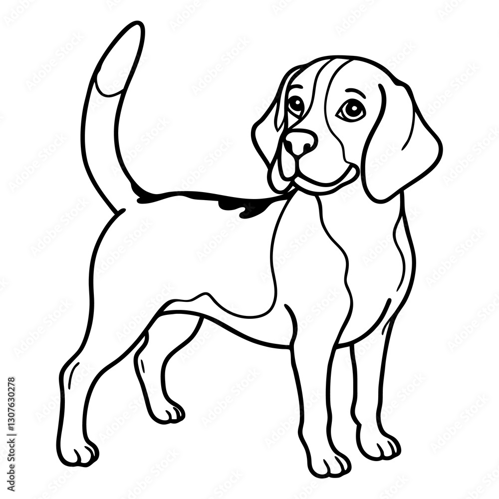 Cute Beagle Puppy Coloring Page Printable Dog Drawing Stock ...