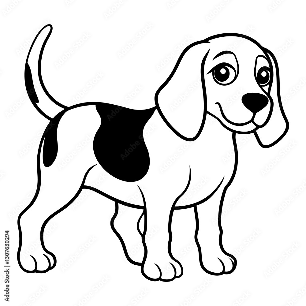 Cute Beagle Puppy Coloring Page Printable Dog Drawing Stock ...