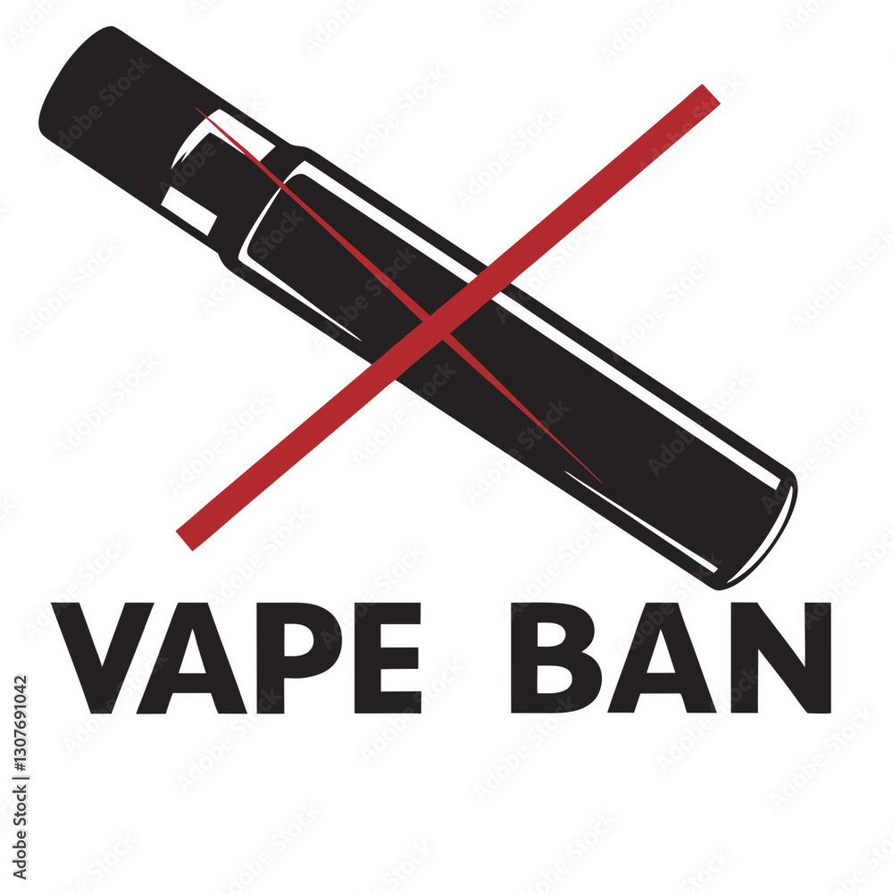 Vape ban symbol with crossed-out vape pen Stock Vector | Adobe Stock