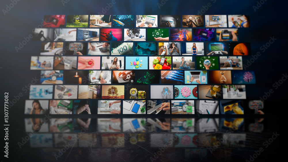 Media concept multiple television screens Stock Photo | Adobe Stock