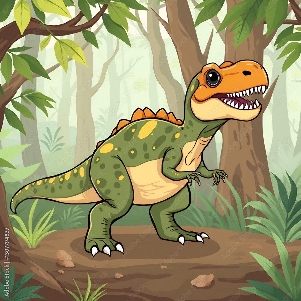 Dinosaur, cartoon prehistoric lizard of Kileskus species, vector dino ...