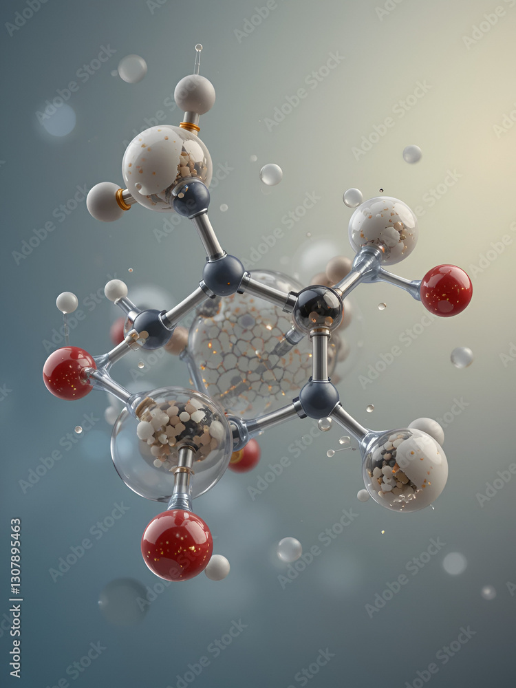 glyceraldehyde molecule 3d, molecular structure, ball and stick model ...