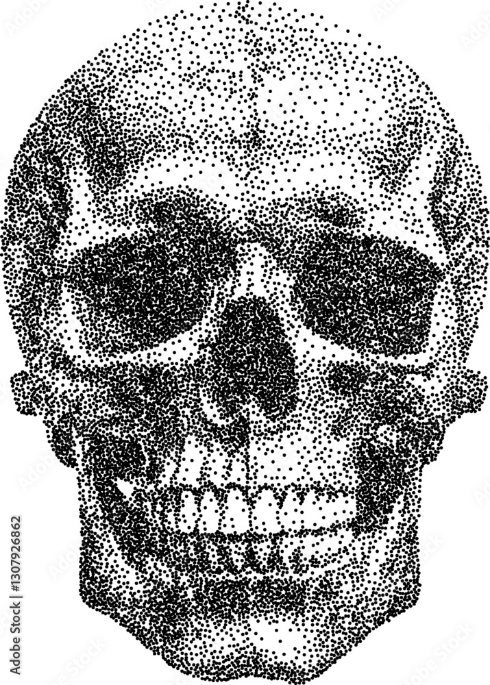 Skull vintage y2k stipple art, horror halftone stipple brutalist retro ...