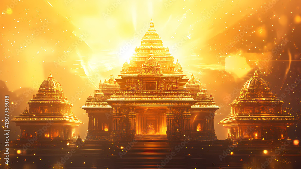 Golden abstract wallpaper with radiant particle effects and glowing ...
