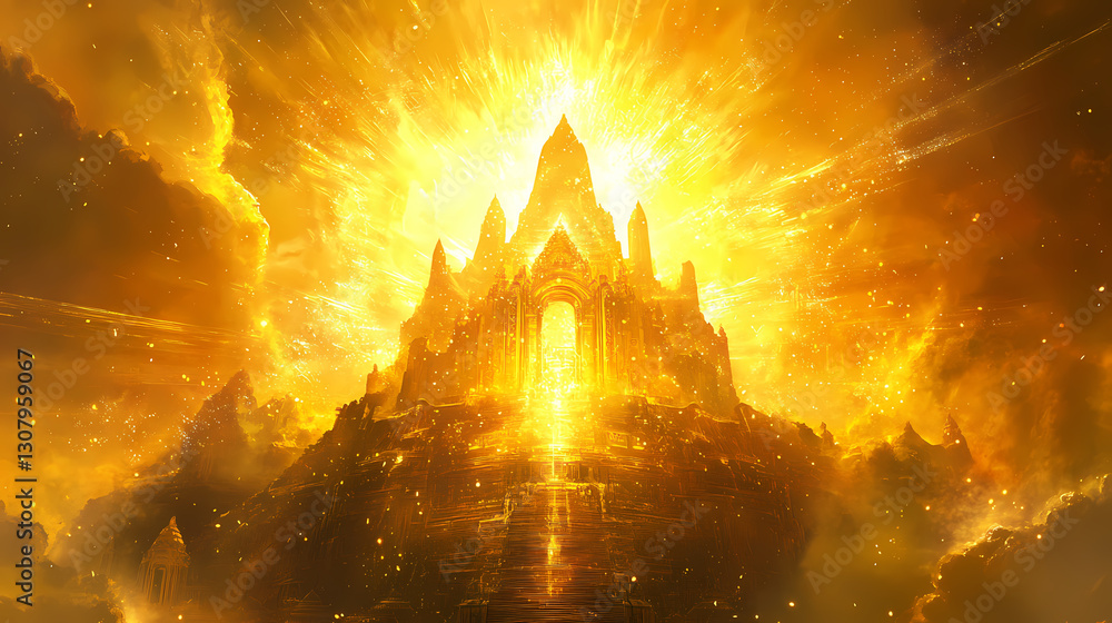 Golden abstract wallpaper with radiant particle effects and glowing ...