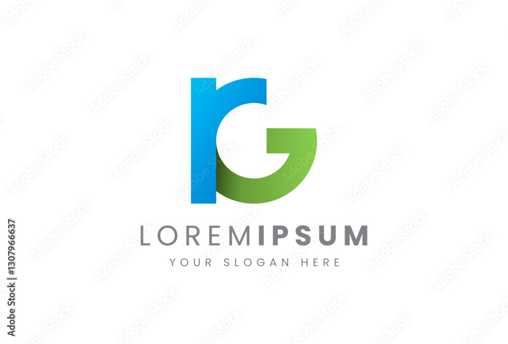 Letter R and G logo. Combined Geometric Shape Typography. Origami Style ...