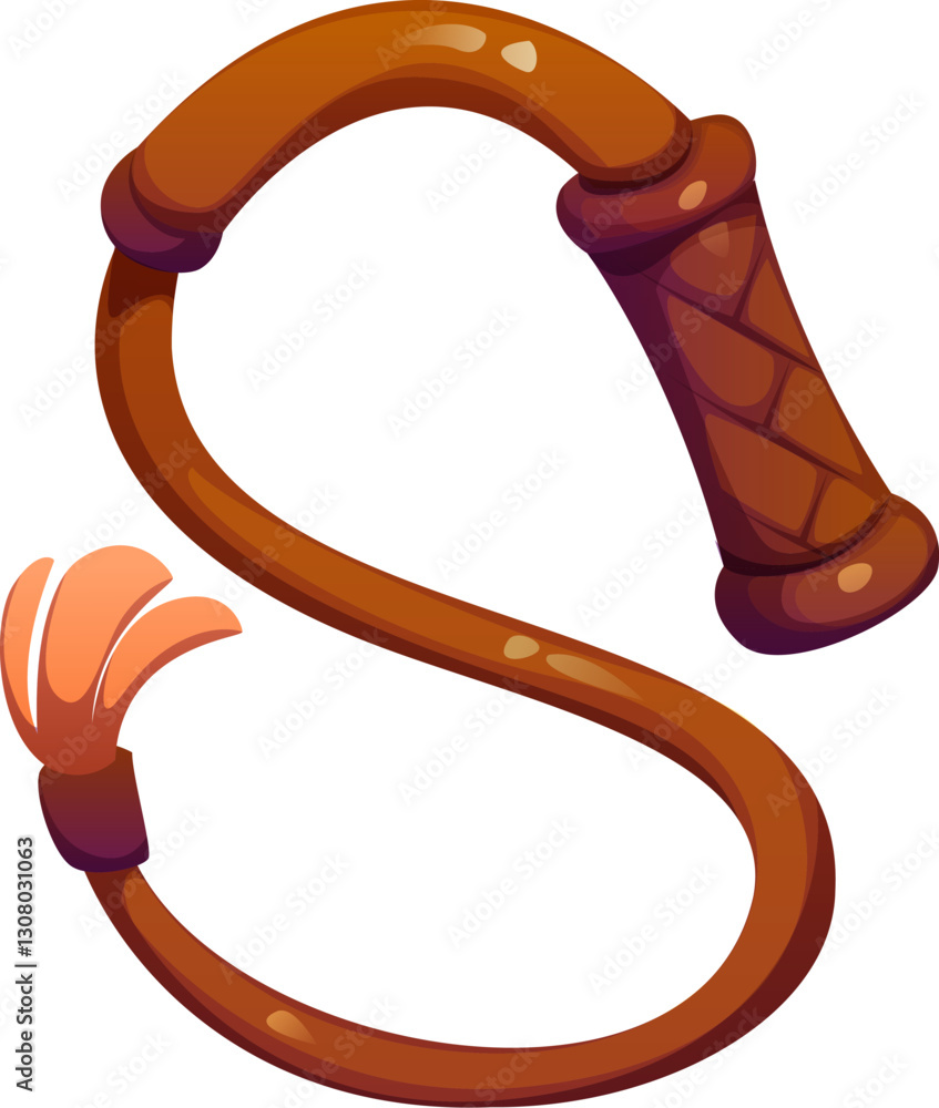 Western cowboy whip font letter S. Wild West history cartoon type ...