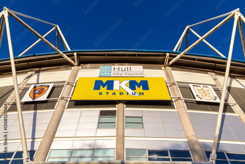 Hull City Council and MKM Stadium Signs on Stadium Exterior, Hull ...