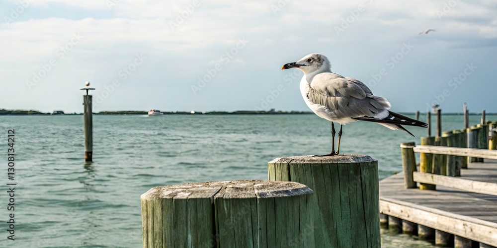Florida Seagull Dock Post, Coastal Bird Photography, Rule of Thirds ...