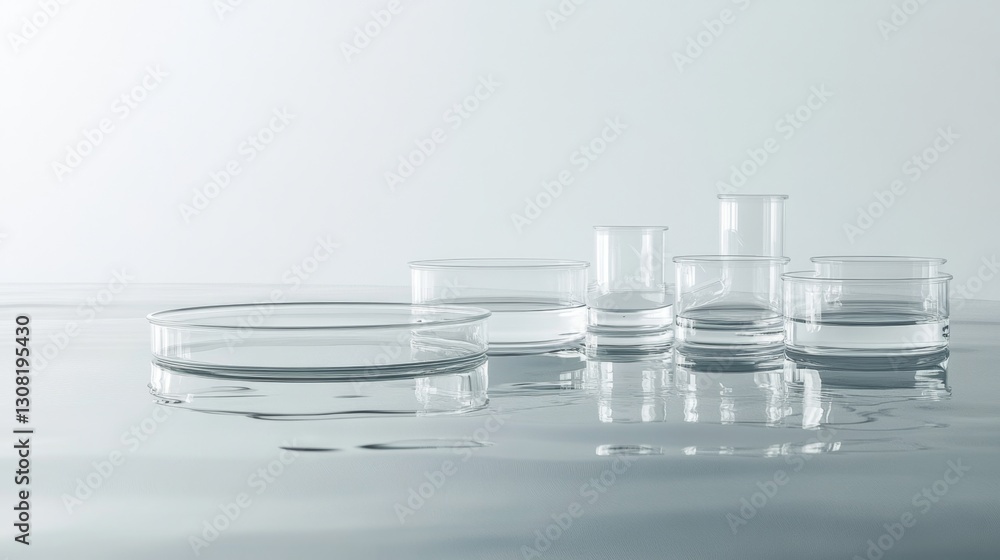 Arranging petri dishes and sleek laboratory glassware on standard ...