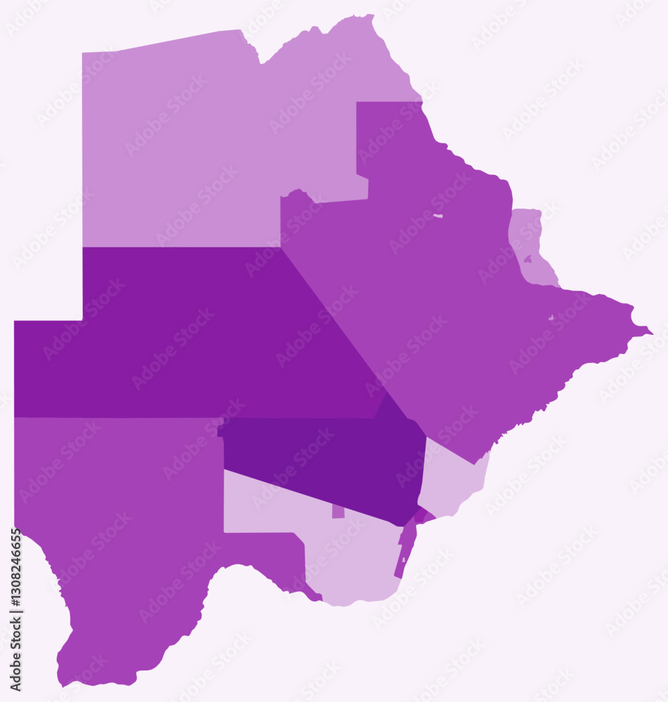 Stock-Vektorgrafik „Map of Botswana with regions. Just a simple country ...
