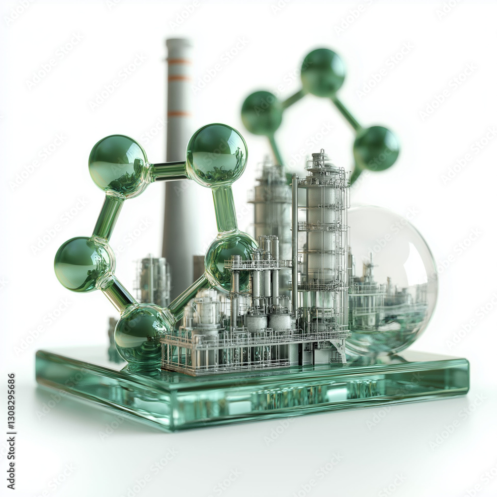 Green hydrogen energy decarbonization. Illustration of a green hydrogen ...