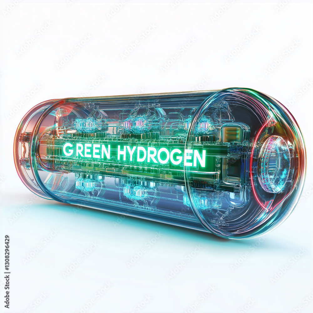 Green hydrogen energy decarbonization. Hydrogen-powered future concept for decarbonization and ...