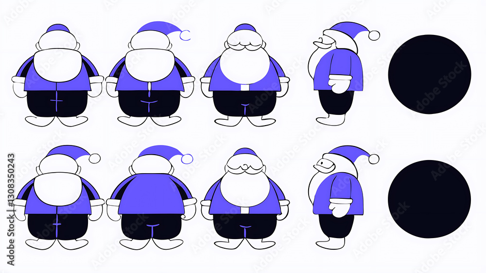 santa claus holiday character constructor for animation front side and ...