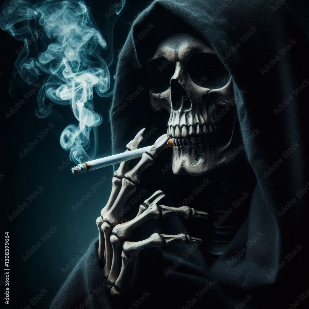 skeleton grim reaper smoking cigarette tobacco kills death warning ...