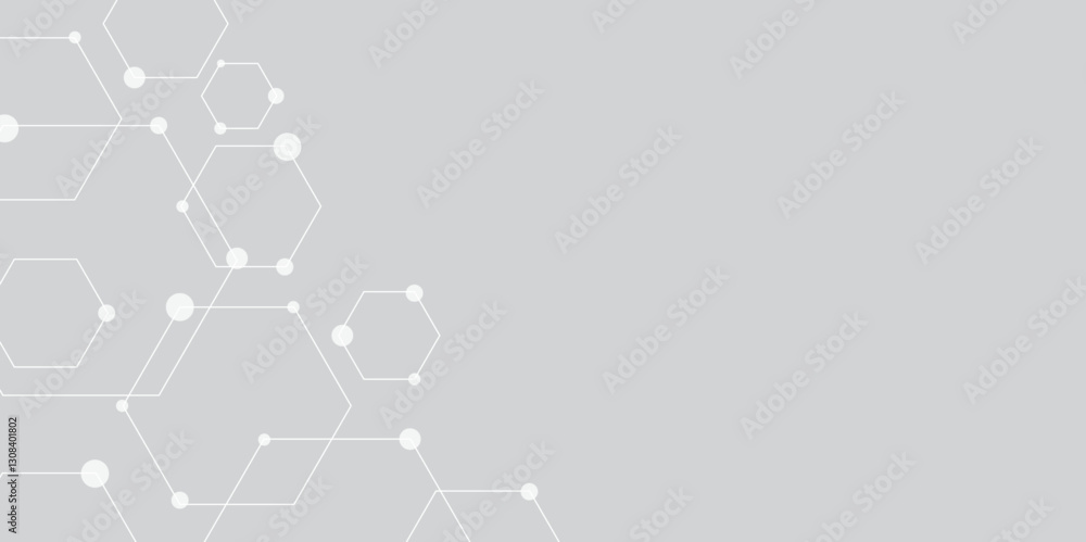 Abstract technology background with hexagons. modern geometric hexagon shape Poster, wallpaper ...