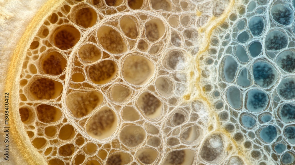 Detailed 100x magnification of Linum usitatissimum stem showing ...