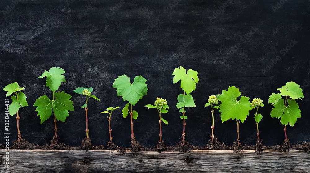 Time-lapse style progression showing grapevine development from tender ...