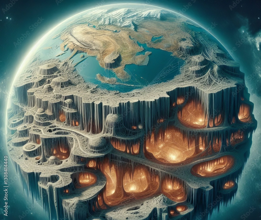 Underground Caves Systems A map depicting a cross section of the Stock ...