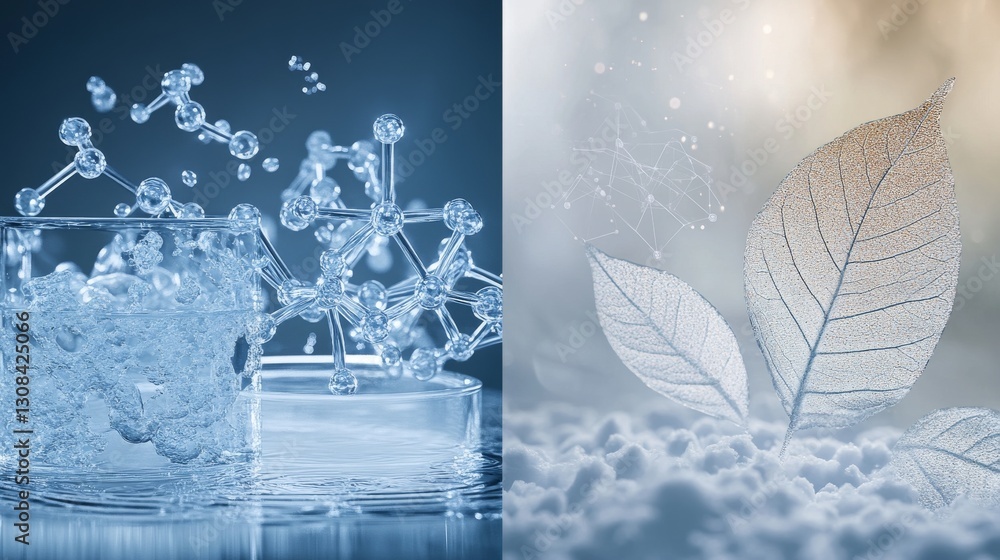 Split composition showing pristine laboratory analysis equipment on ...