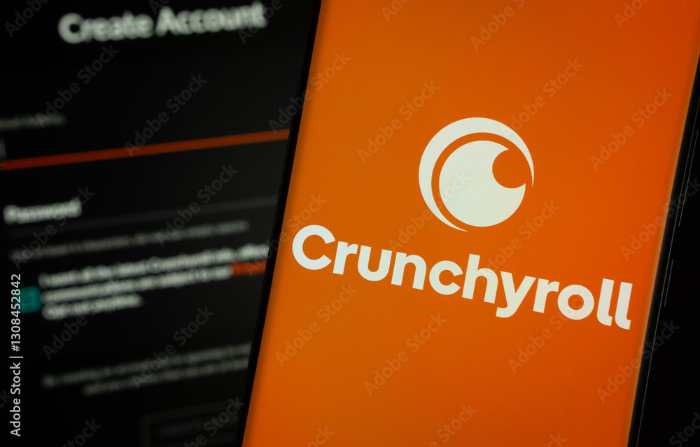Dhaka, Bangladesh- 05 March 2025: Crunchyroll logo is displayed on a ...