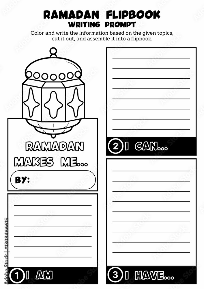 This Ramadan Flipbook Craft includes DIY coloring pages and writing ...