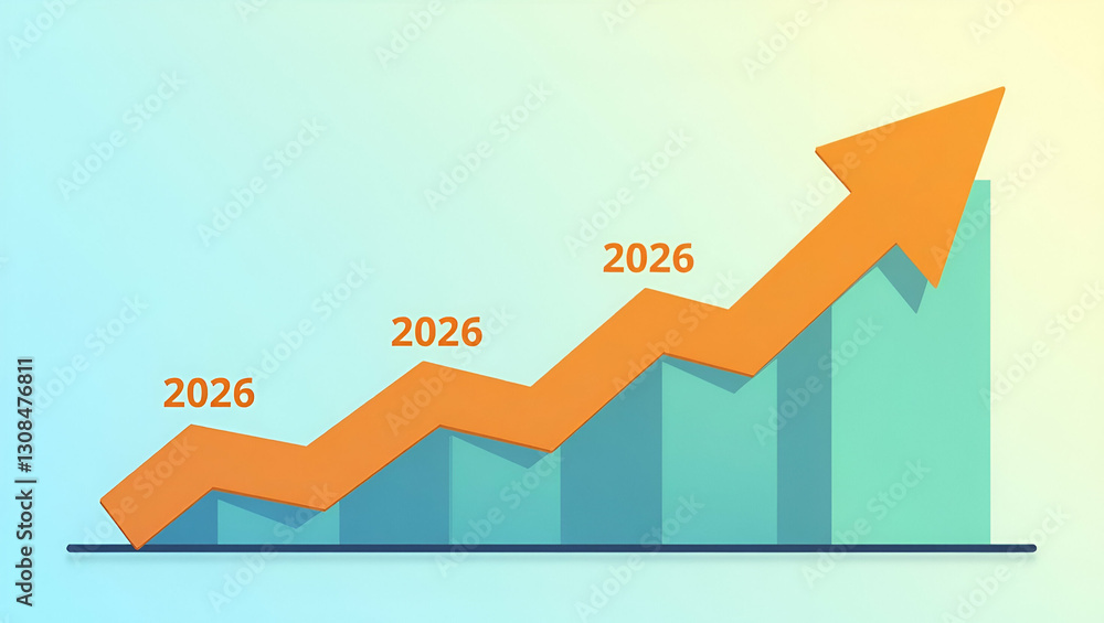 Flat Timeline Illustration: Business Growth Projections from 2026 to ...