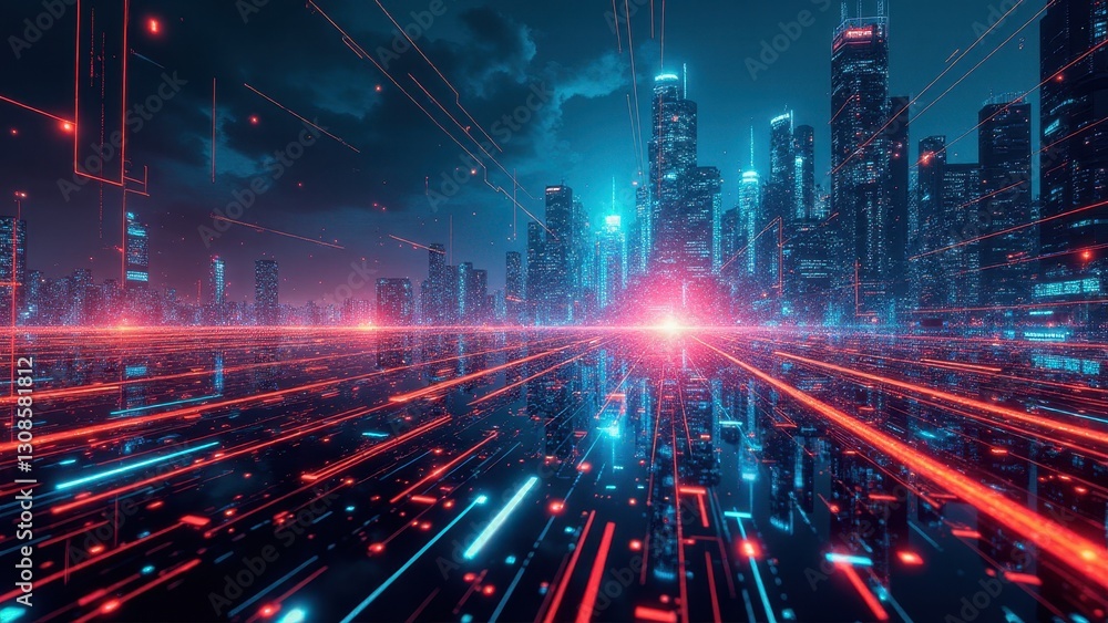 Cyber security aesthetics, An encrypted digital fortress shines with ...