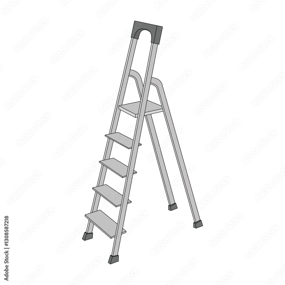 kids drawing vector illustration portable alumunium step ladder cartoon ...