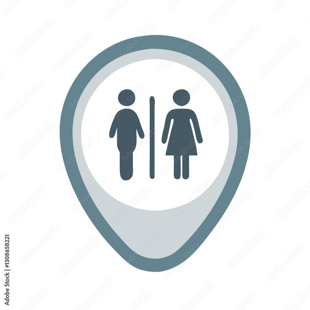 Restroom location pin with male and female icons Stock Vector | Adobe Stock