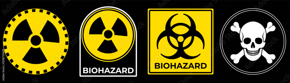 Danger zone warning frame with futuristic HUD elements for print and ...