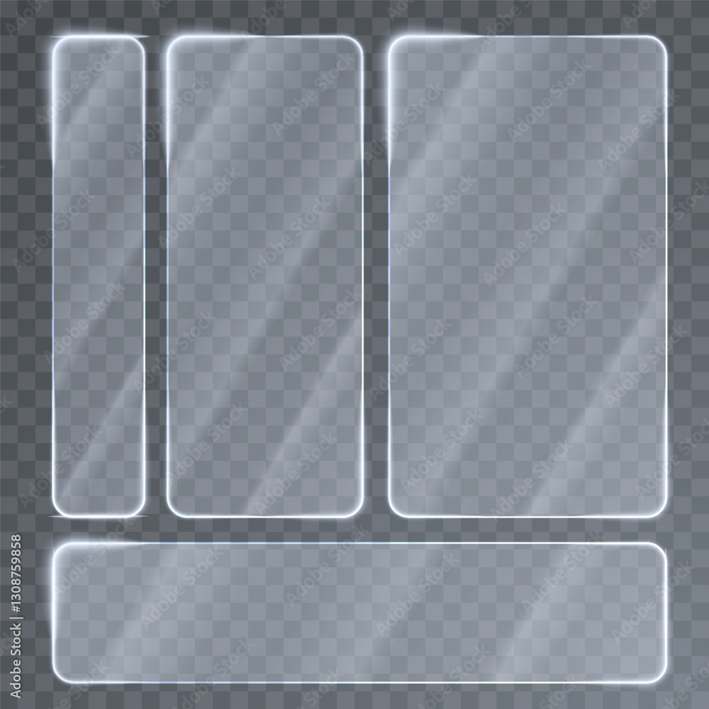 Set of Transparent Glass Plates: Realistic Window Mockups, Mirrors ...