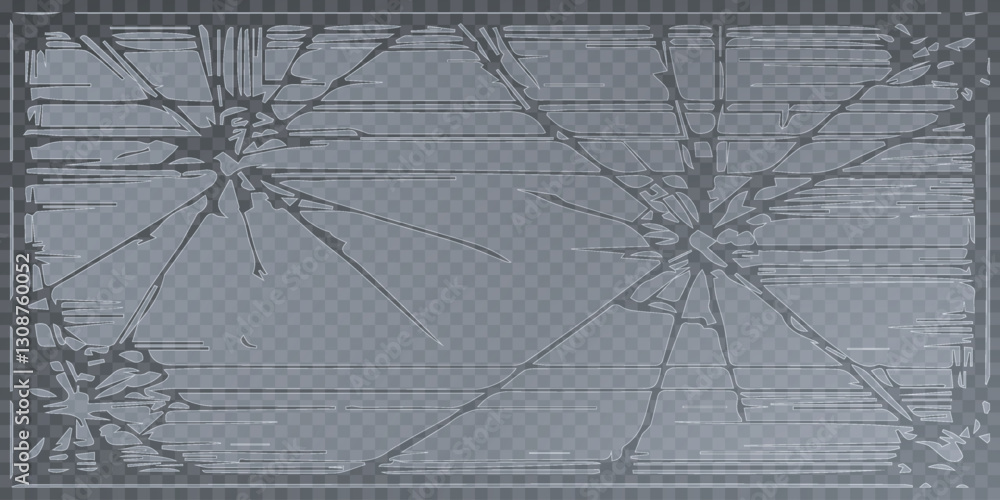 Broken glass shatter and piece. Realistic vector illustration set of ...