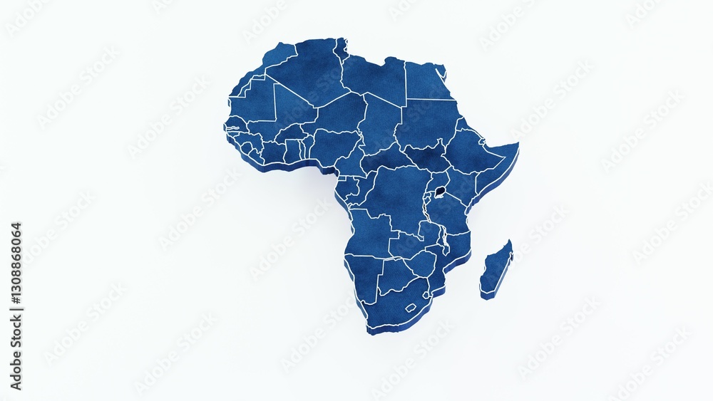 High-quality 3D animation of the African continent with a detailed map ...