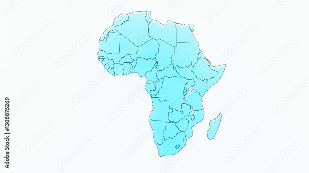 High-quality 3D animation of the African continent with a detailed map ...