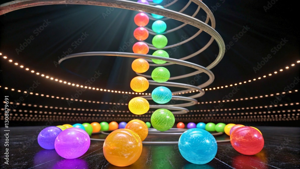 Stock-Illustration „Colorful Spiral Display of Bouncing Balls in a ...