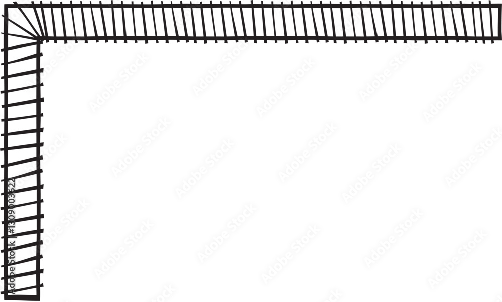 L-shaped border with lines crossing over two lines. Vector illustration ...