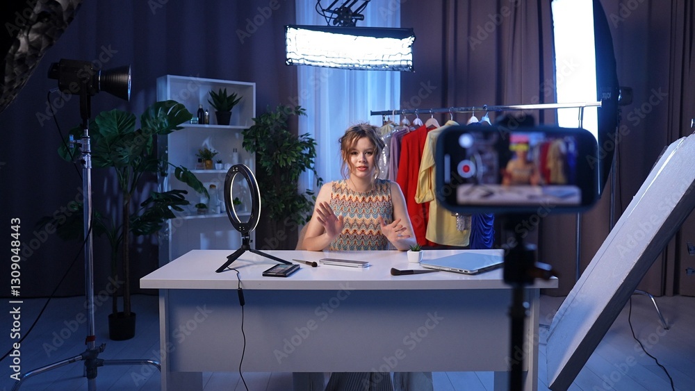 Young Influencer Shares Fashion and Beauty Trends in a Professional ...