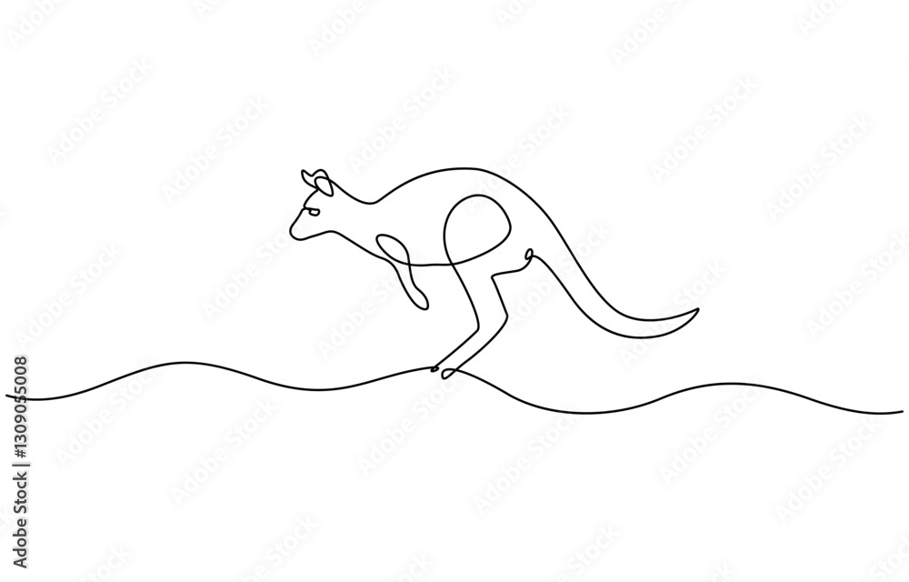 Continuous single line sketch drawing of kangaroo Australia endemic ...