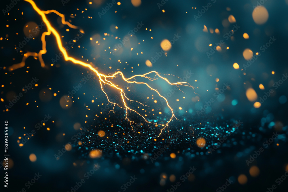 Macro photography of lightning striking an isolated neuron, with a ...