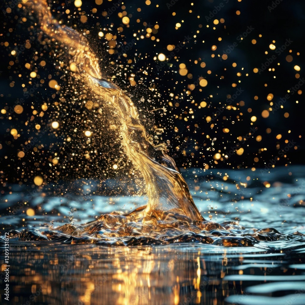 Nanoparticles floating in liquid with light refraction and reflection ...
